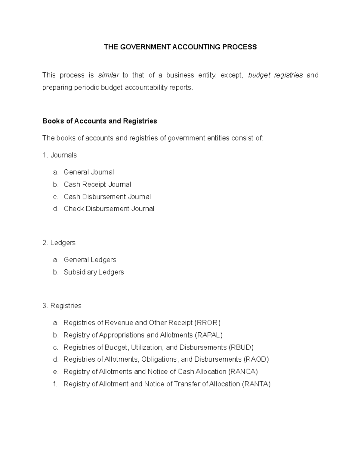 Government Accounting Process - Key Concepts and Procedures - Studocu