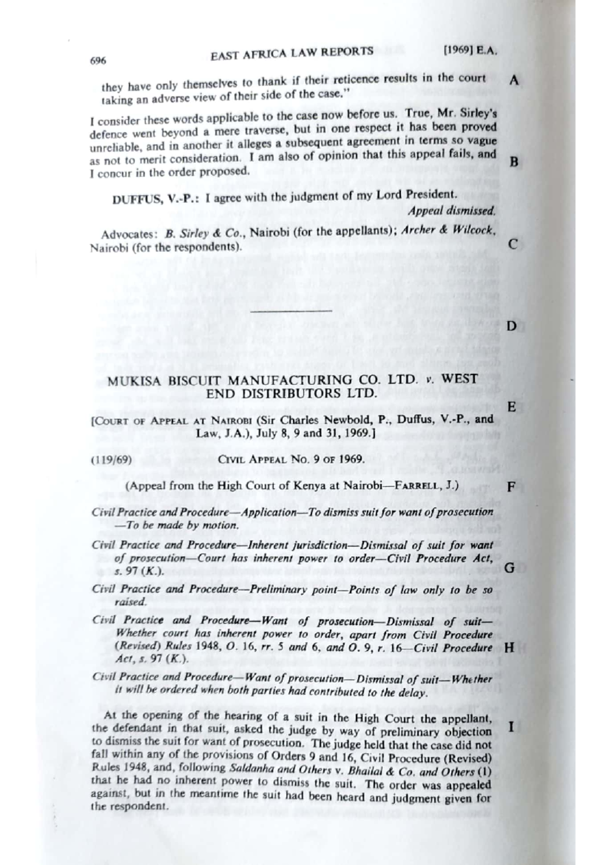 CIVIL APPEAL No. 9 OF 1969: Mukisa Biscuits vs. West End Distro - Studocu