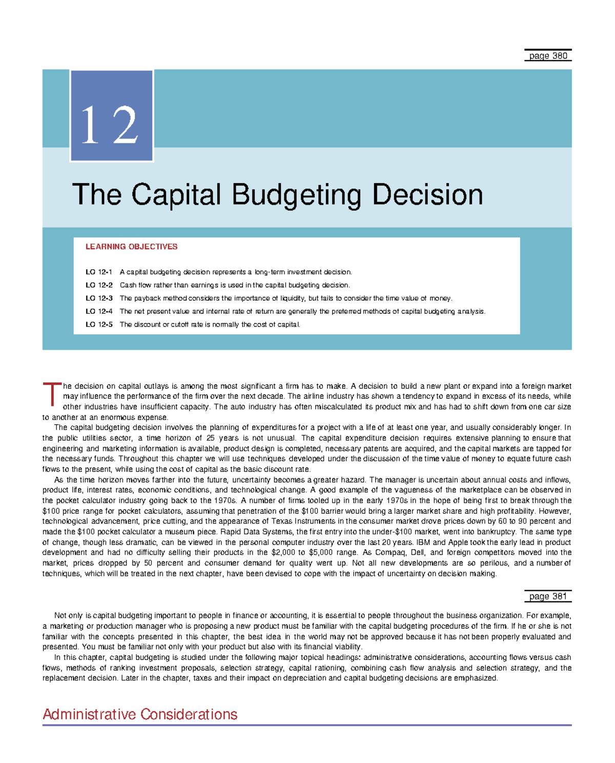 Chapter 12: The Capital Budgeting Decision - FIN 201 - Studocu