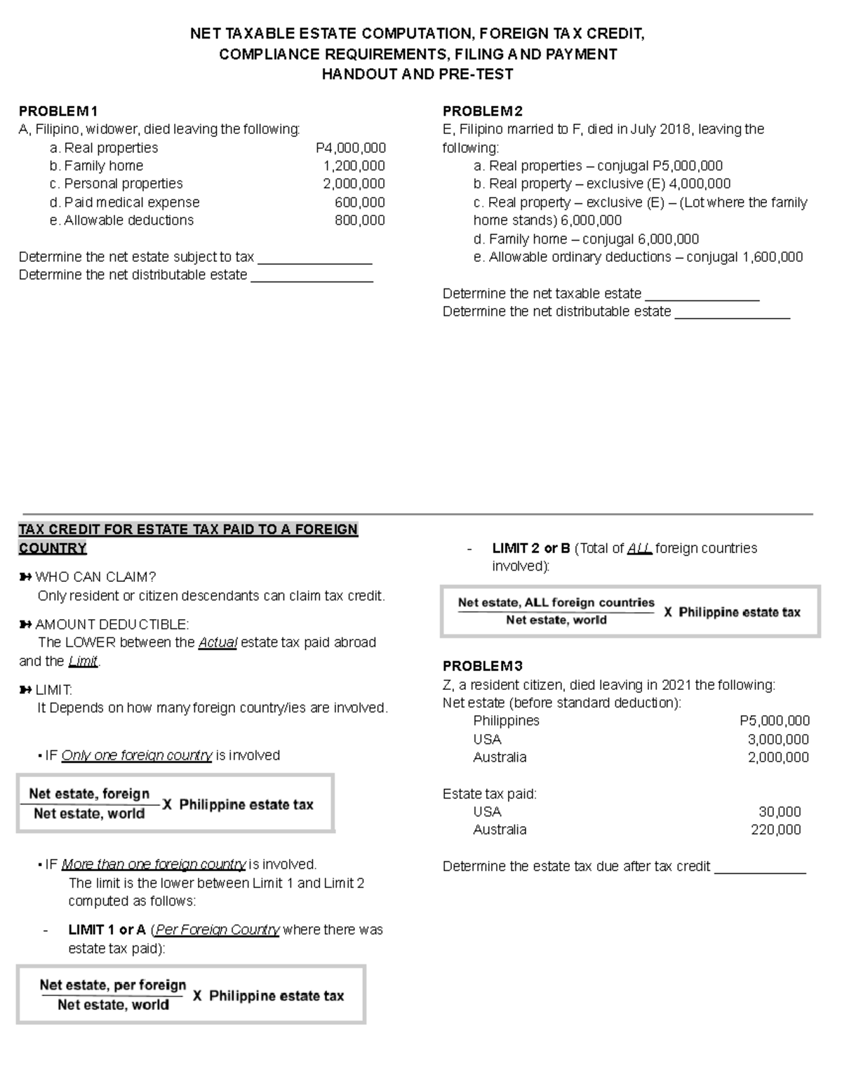 Note 10 - Estate Tax Payable, Compliance Req - NET TAXABLE ESTATE ...