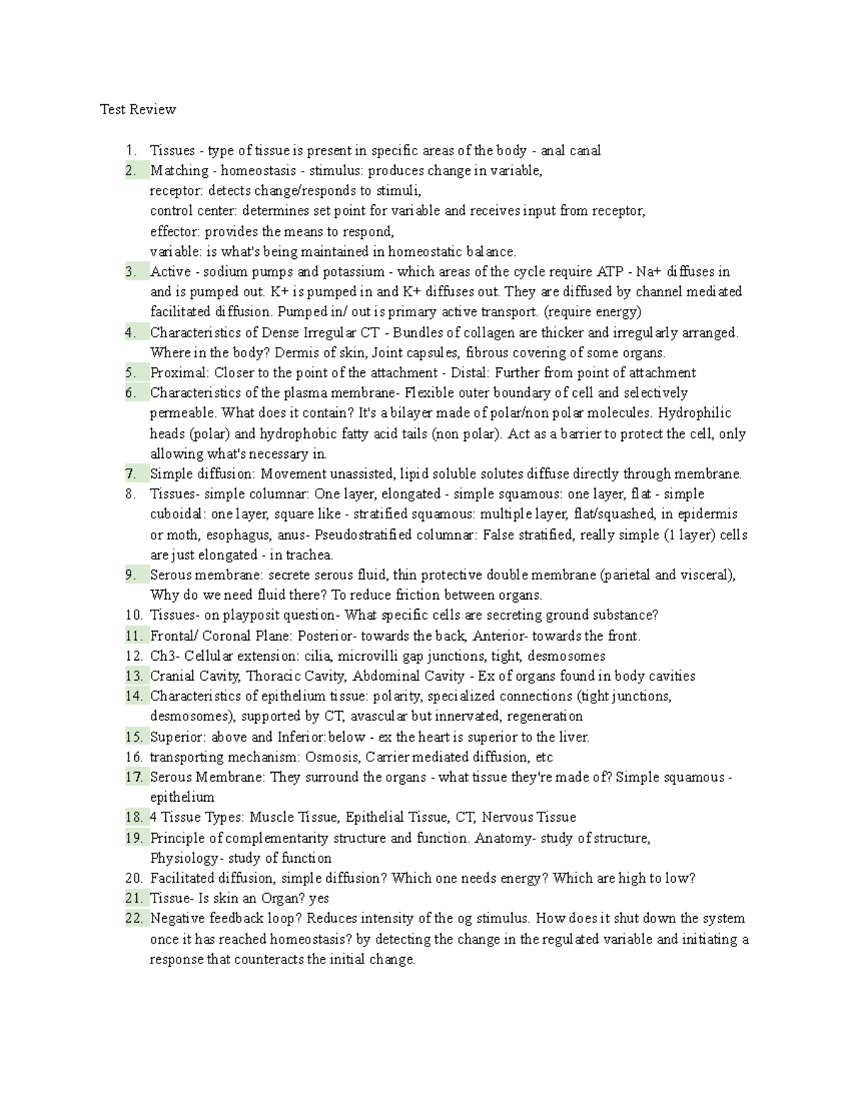 AP Bio Final Exam Study Guide: Tissues, Homeostasis & Key Concepts ...