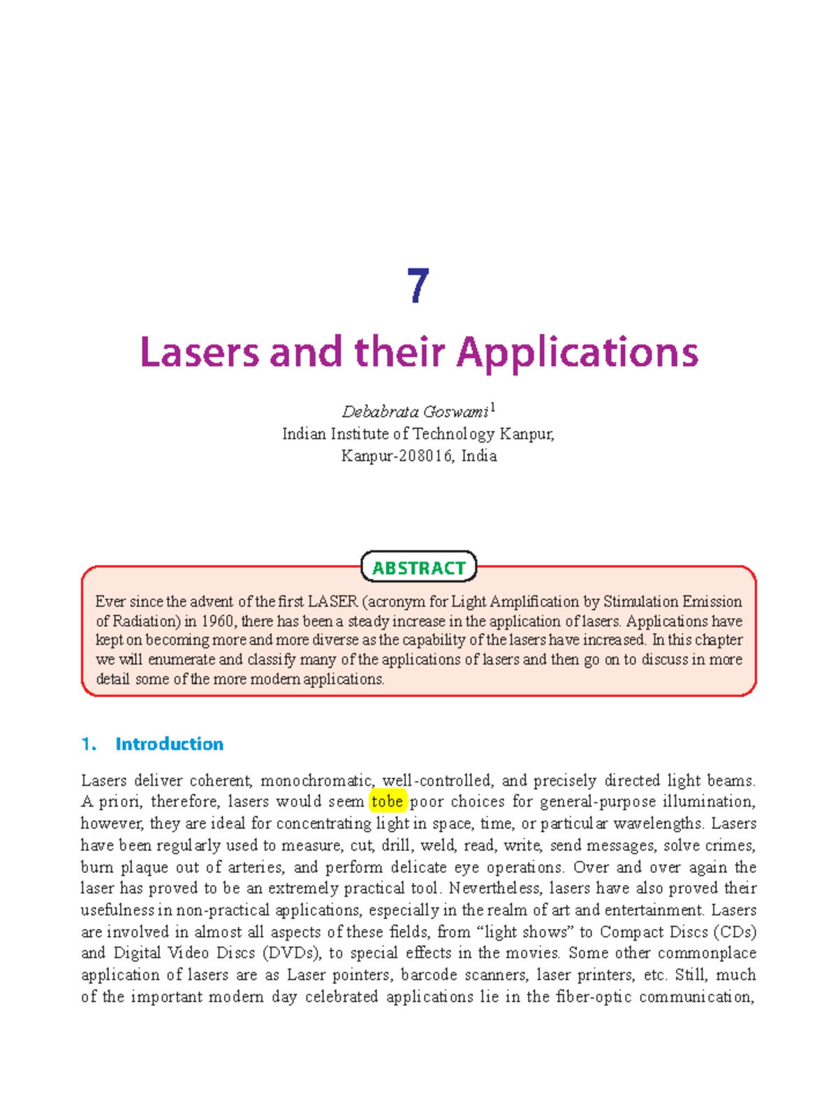 Laser and it's application (IIT Kanpur) - 7 Lasers and their ...