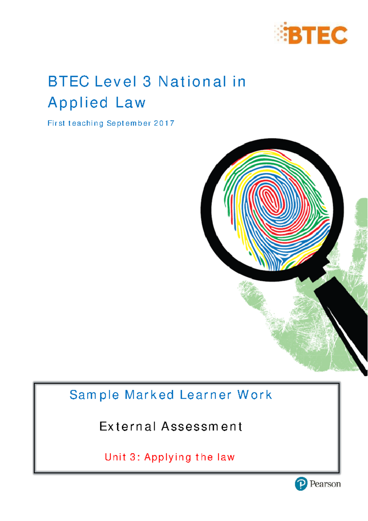 BTEC Level 3 Applied Law Unit 3: Sample Marked Learner Work Analysis - Studocu