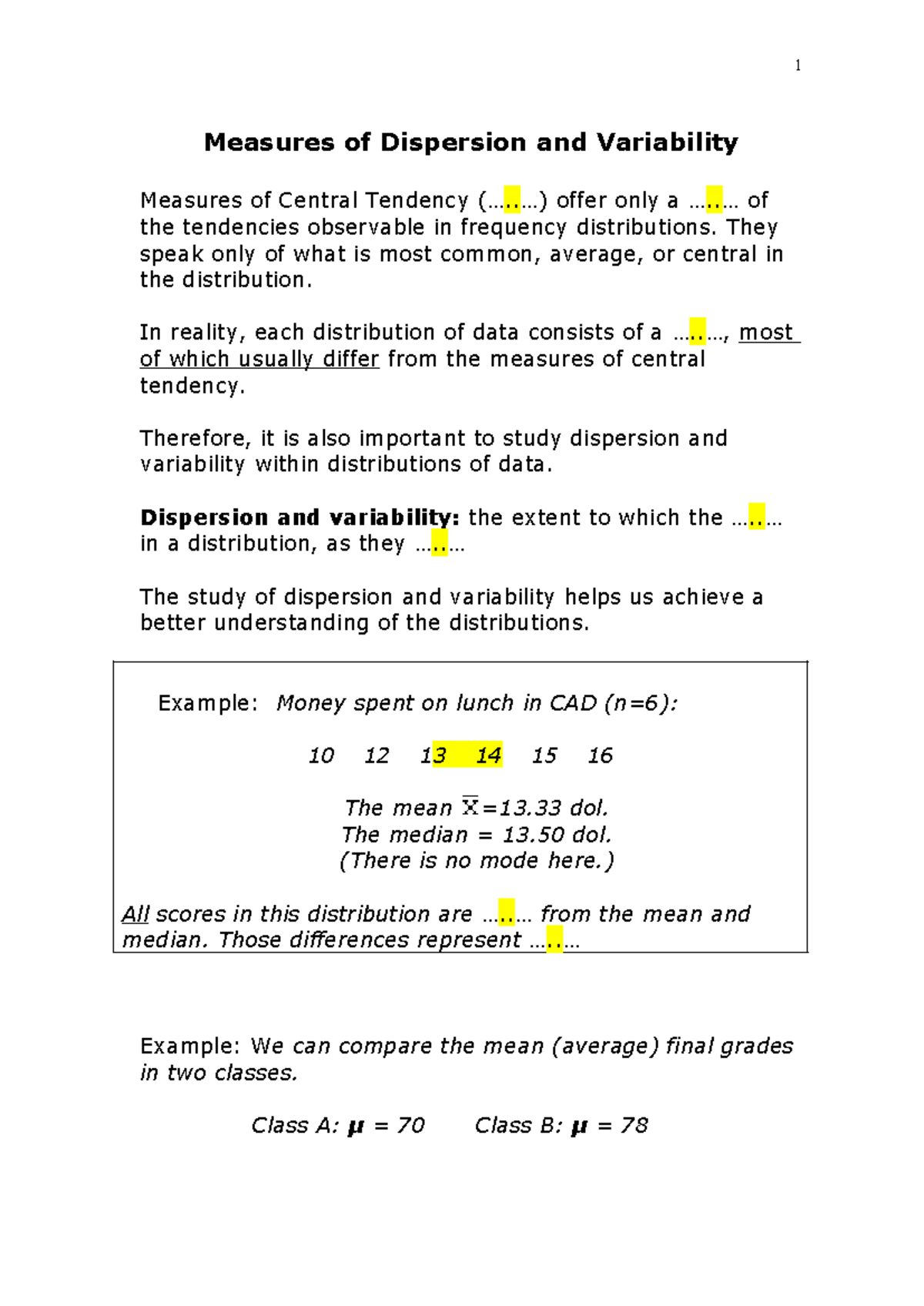 L6 Measures of Dispersion and Variability in Data Analysis - Studocu
