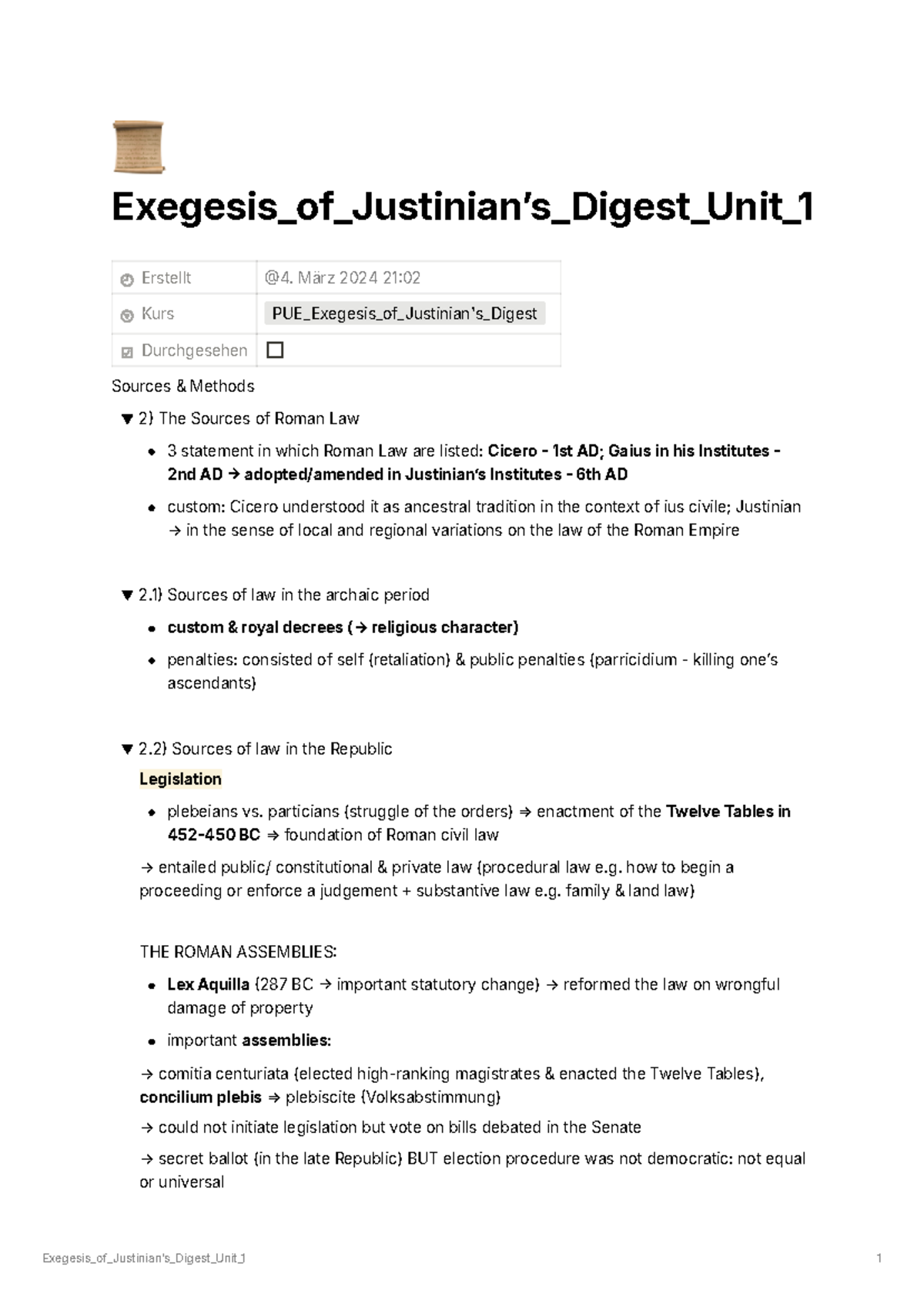 Justinian's Digest Exegesis: Key Sources and Historical Overview - Studocu