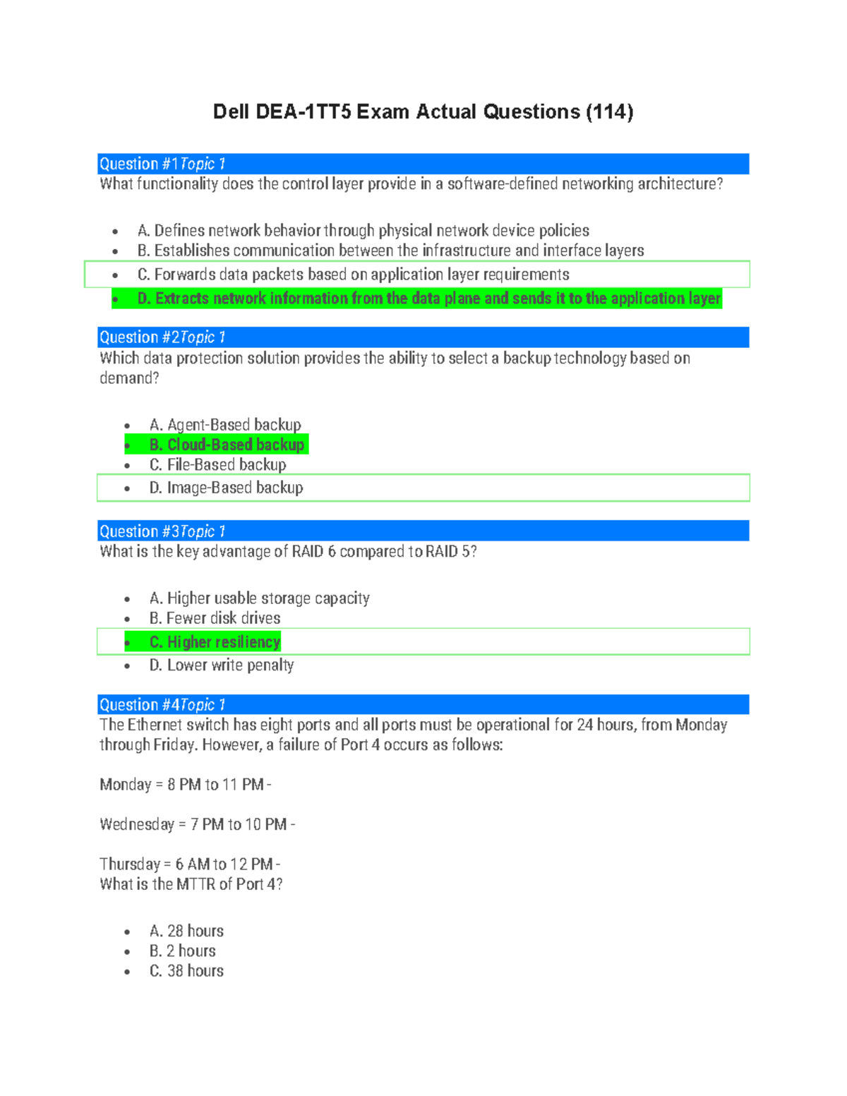 Dell DEA-1TT5 Exam Questions & Answers for Certification Preparation ...