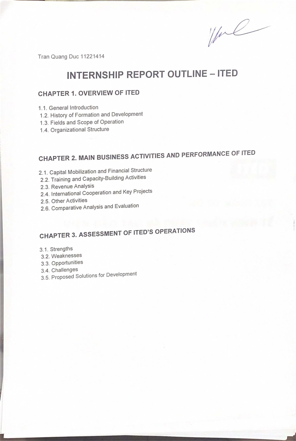 Internship Report Outline: ITED & Vietinbank Analysis - Studocu