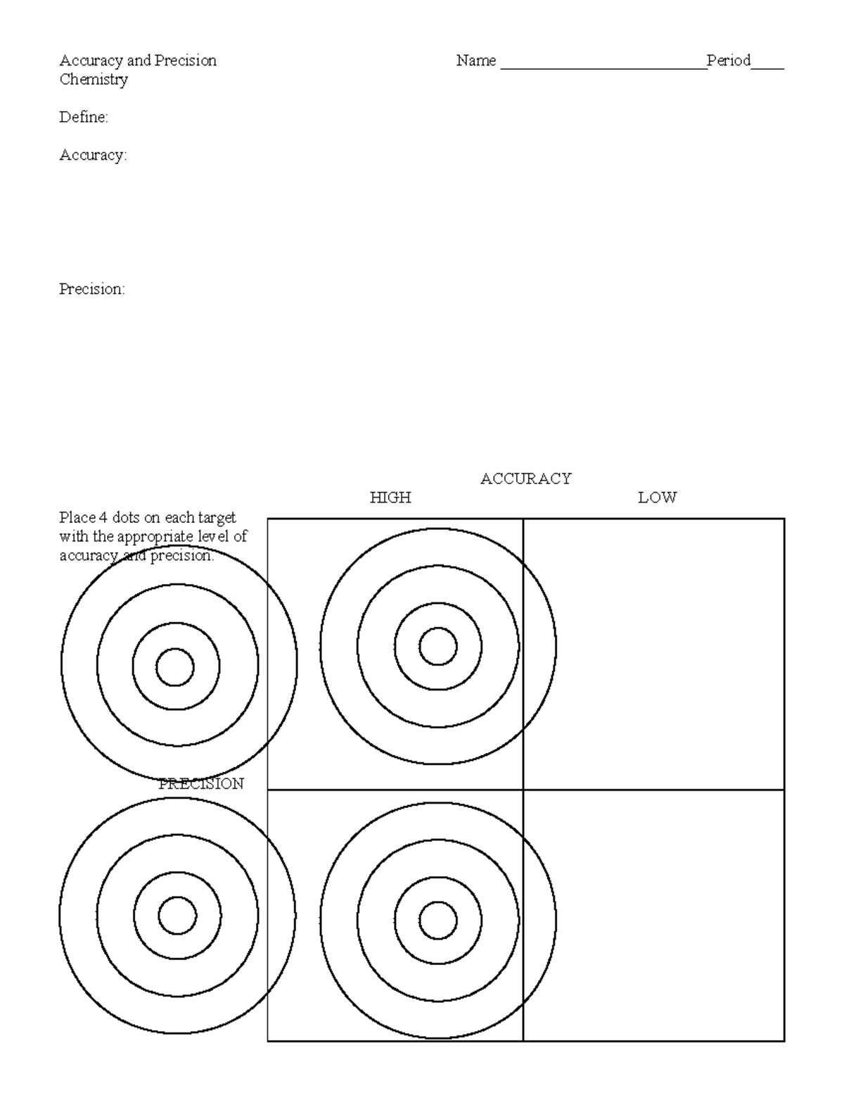 Chemistry Accuracy and Precision Worksheet - Studocu
