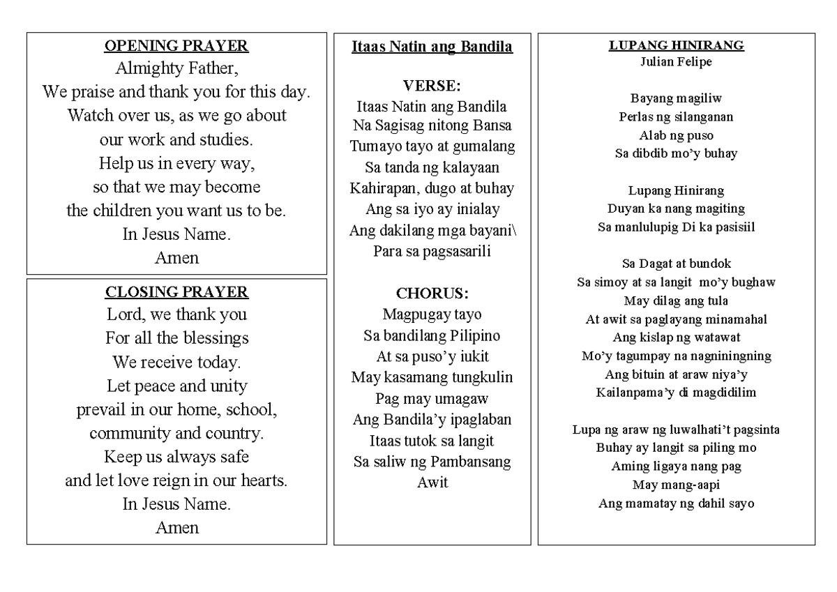 Opening & Closing Prayers: A Guide for Reflection and Community - Studocu