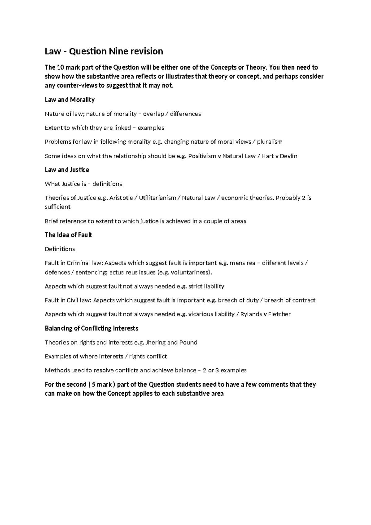 A-Level Law Revision: Concepts of Fault & Justice in Crime and Tort ...