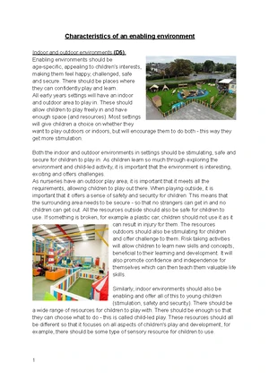 Characteristics of an enabling environment - There should be places ...