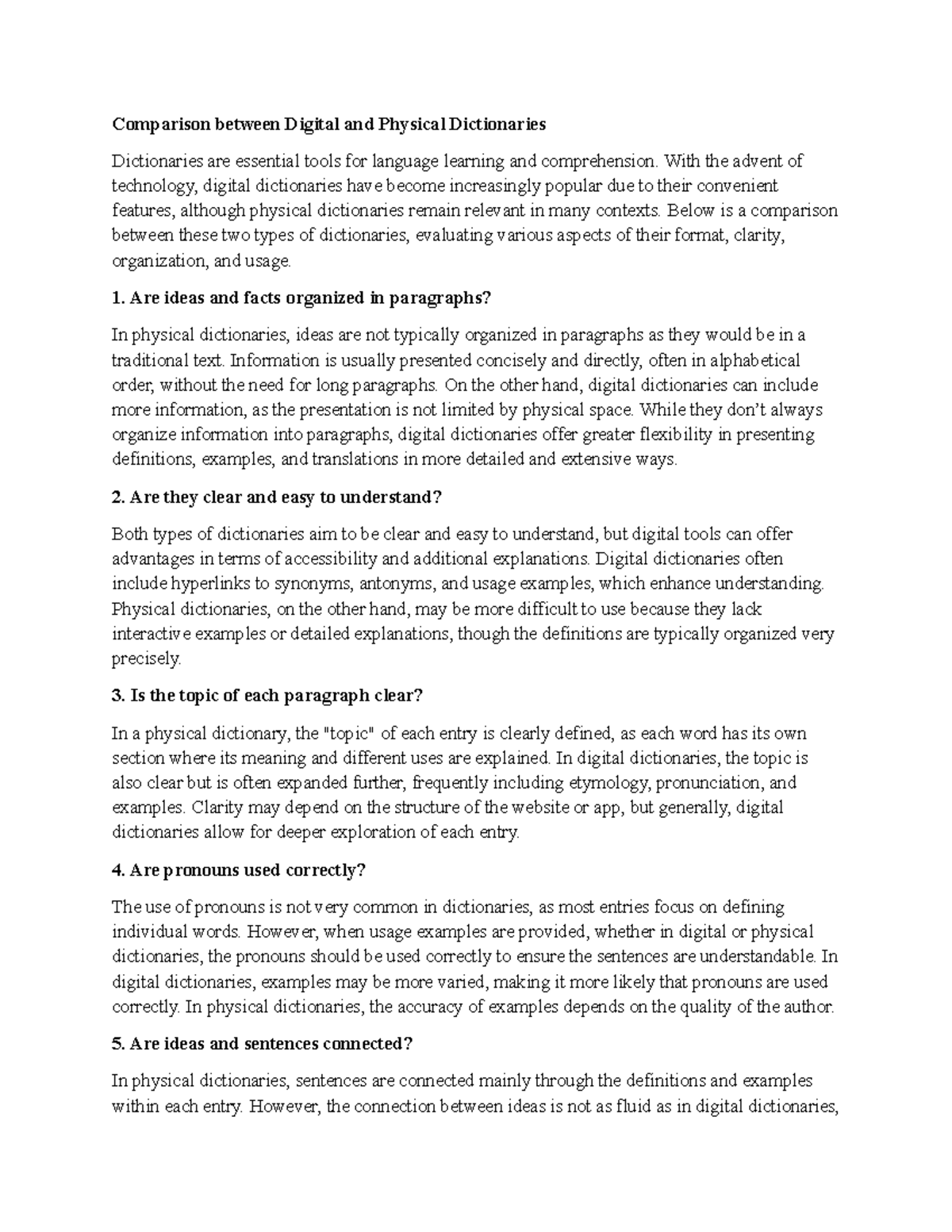 Acividad 5 - Ingles - puntes - Comparison between Digital and Physical ...