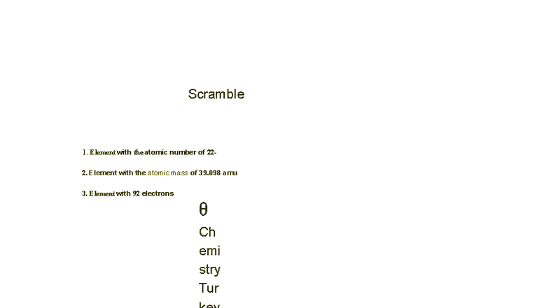Chemistry Quiz: Element Identification and Properties (CHEM 101) - Studocu