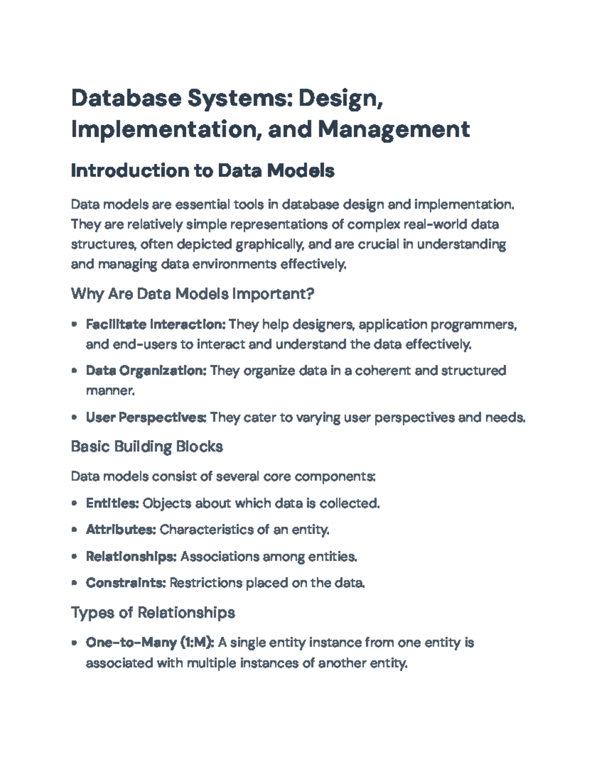 Database Systems (Course Code): Comprehensive Analysis of Data Models ...