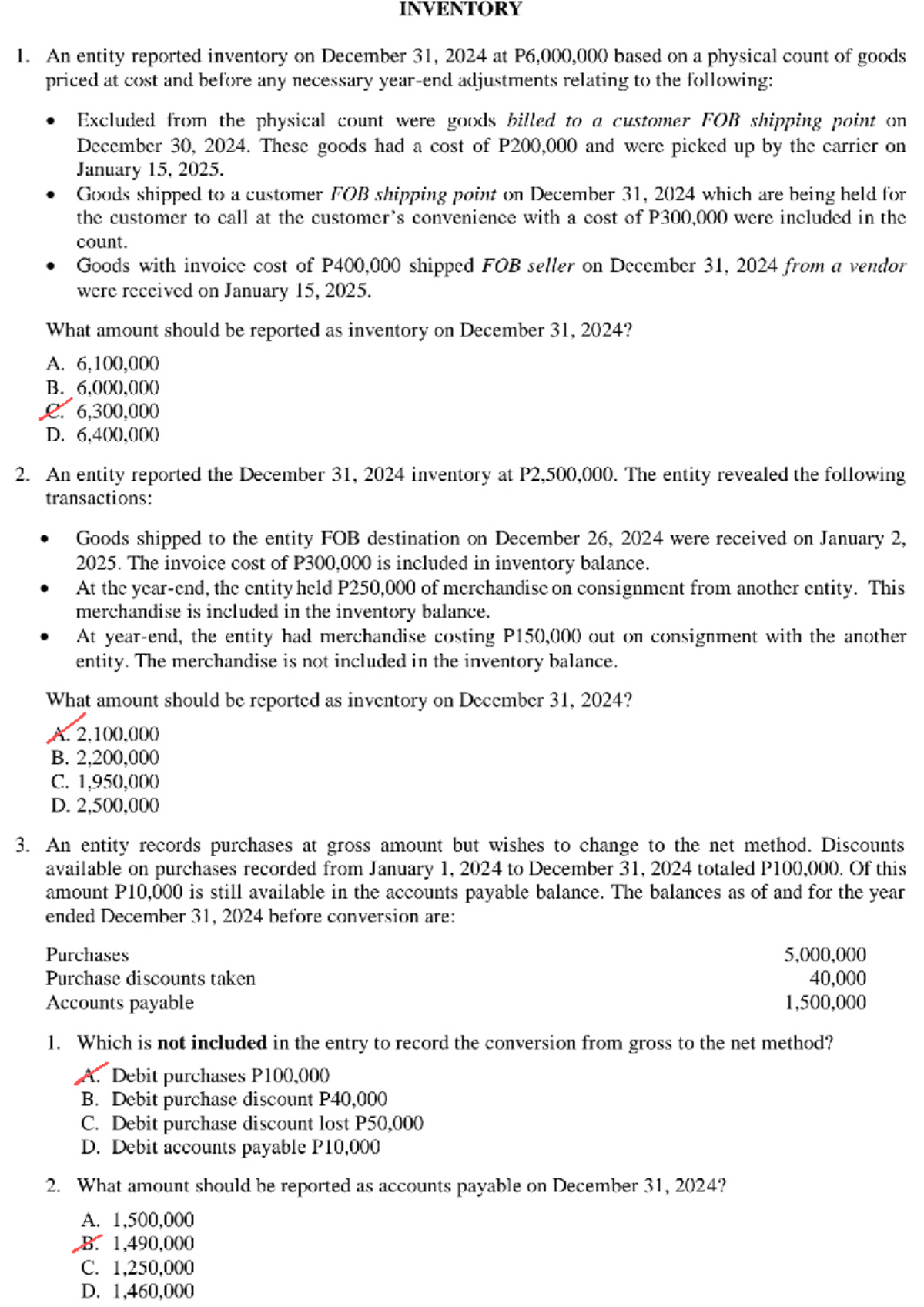 Inventory Problems Solutions Acct 101 Studocu