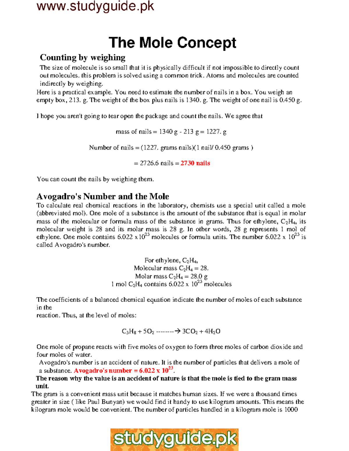 The Mole Concept: Understanding Counting, Weighing, and Molar Mass ...