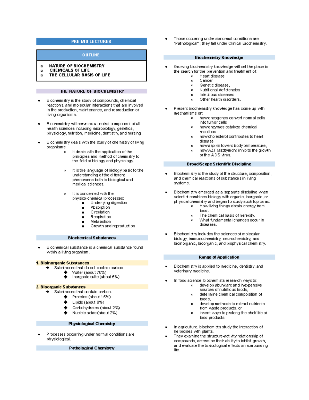 Biochem LEC Transes - Lecture Notes on the Nature of Biochemistry - Studocu