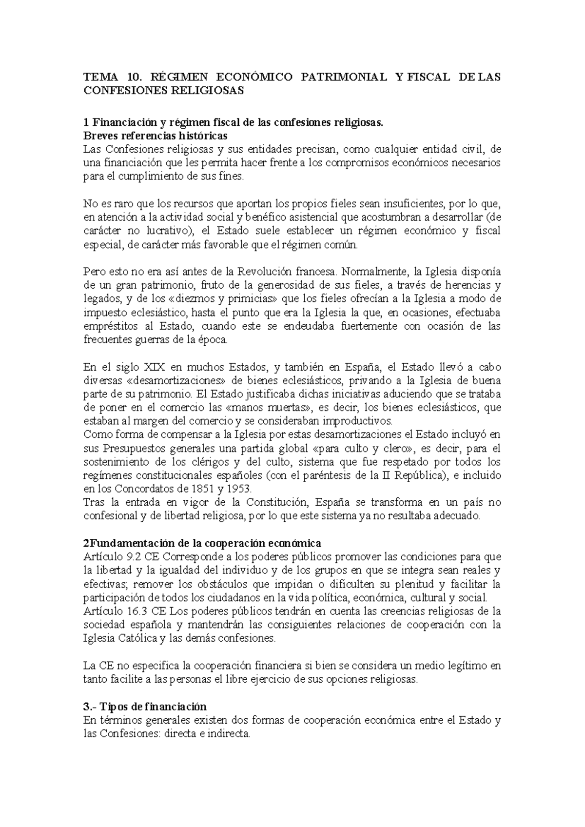 Tema 10: Régimen Económico y Fiscal de las Confesiones Religiosas ...
