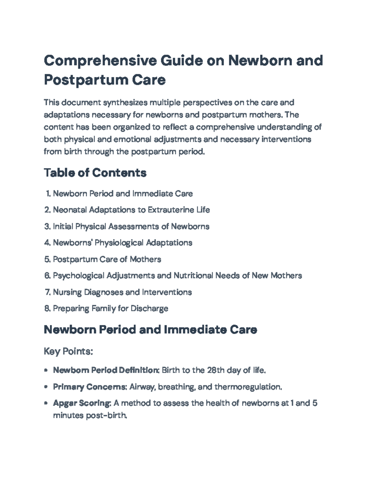 Comprehensive Guide to Newborn and Postpartum Care (Course Code ...
