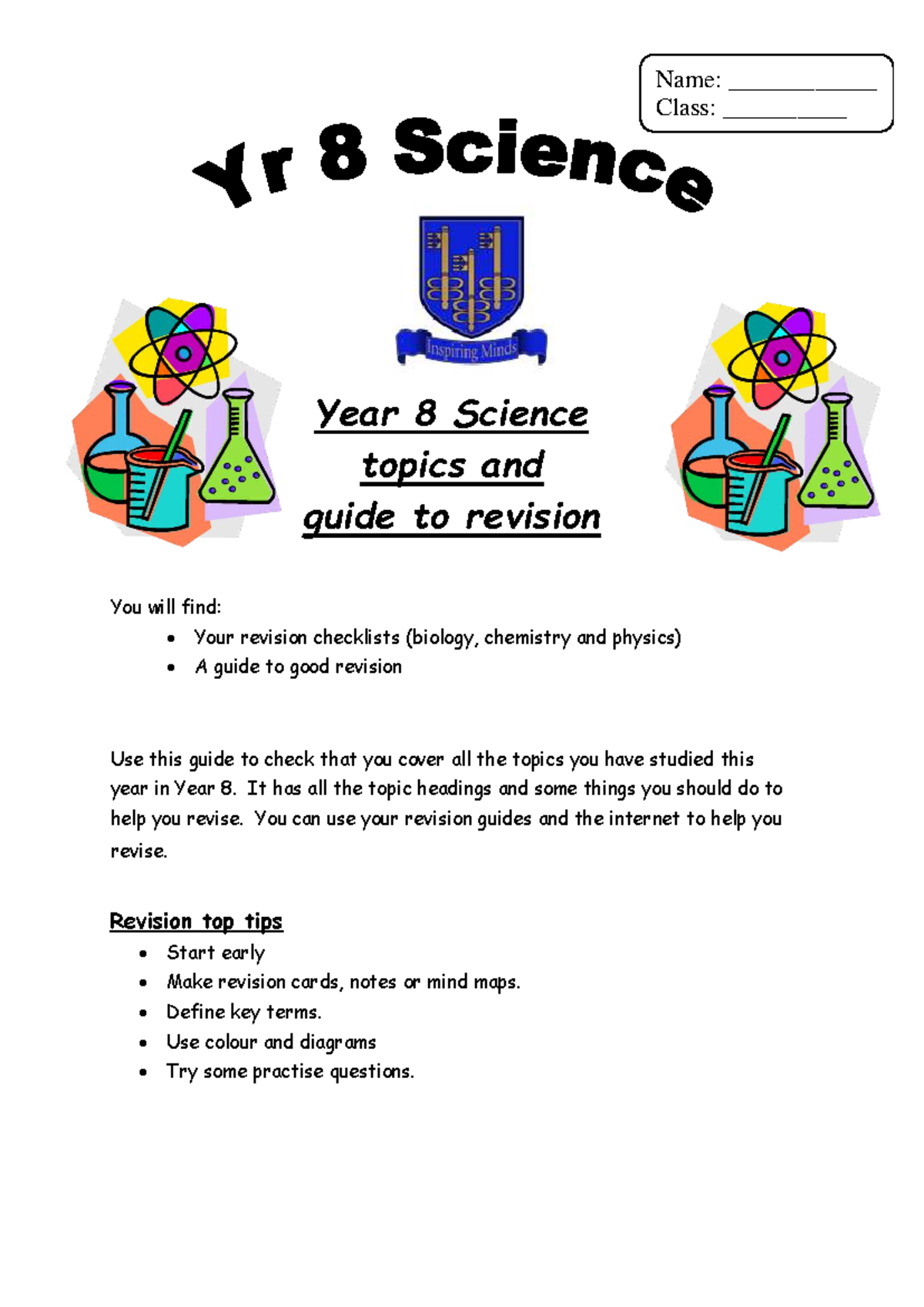 Year 8 Science Revision Guide: Key Topics & Study Tips - Studocu