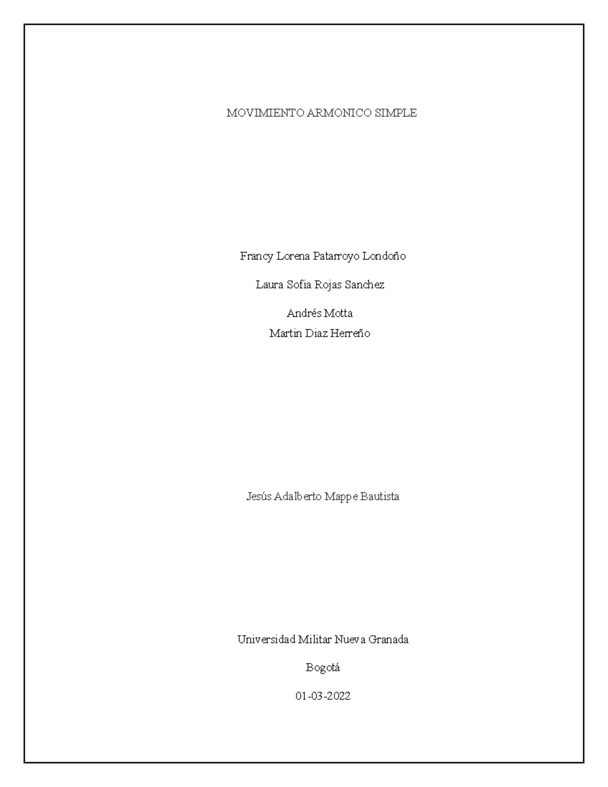 Informe Movimiento armonico simple - MOVIMIENTO ARMONICO SIMPLE Francy ...