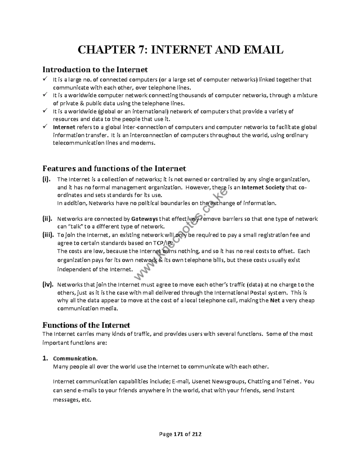 Internet And Email Lecture Notes Chapter 7 Internet And Email