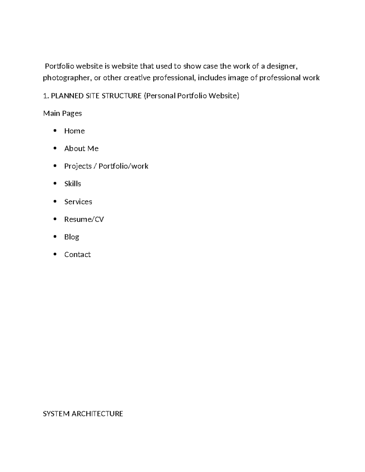 Personal Portfolio Website Structure and Features Overview - Studocu