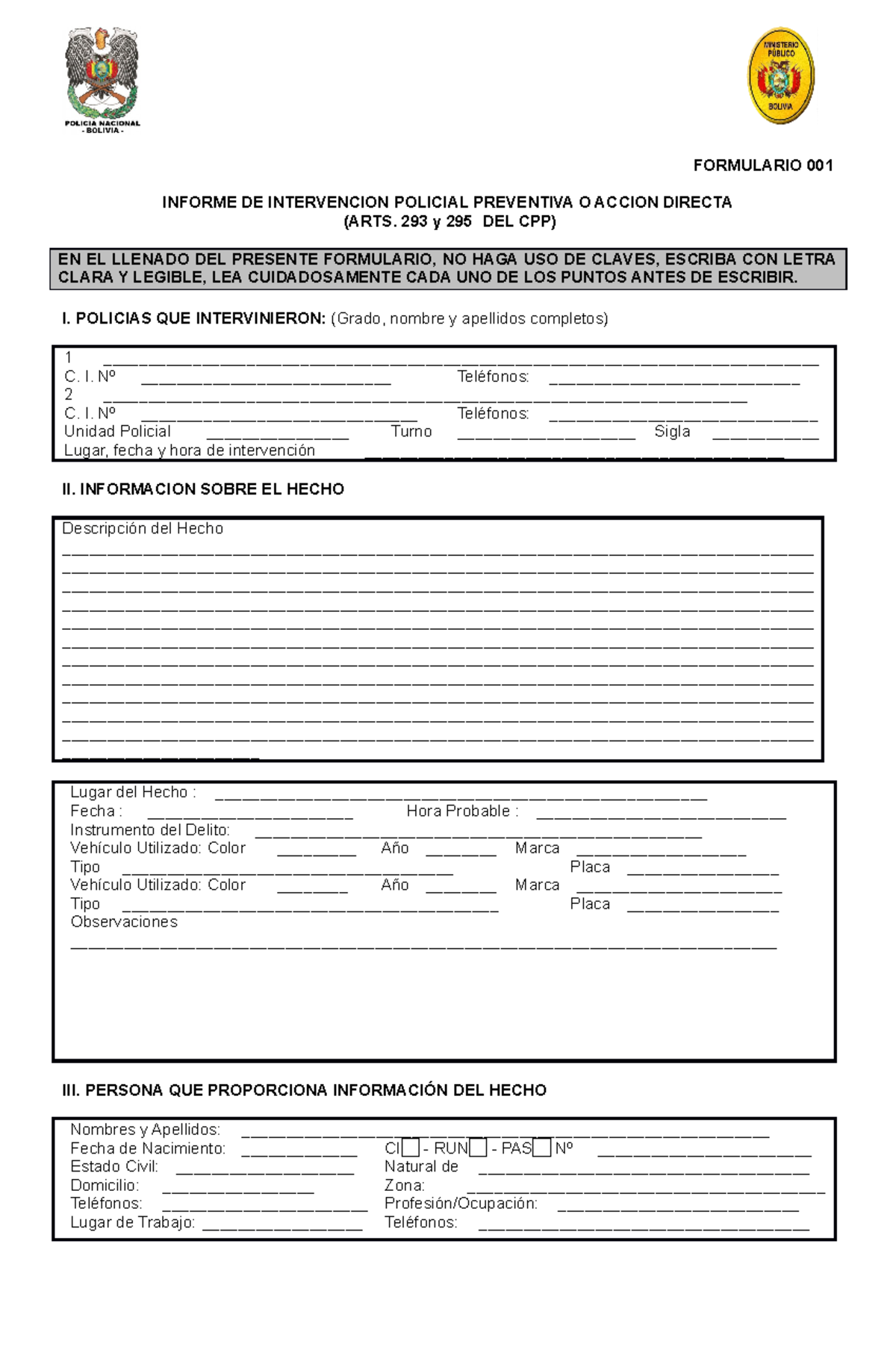 Formulario De Informe Policial Imprimible Para Boston