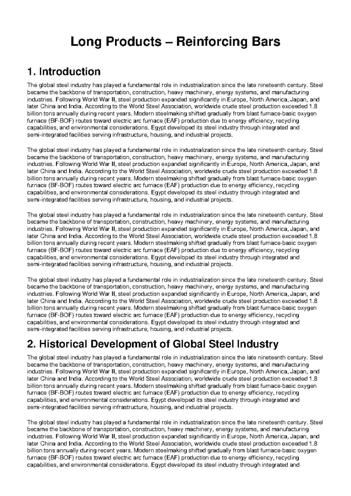 Long Products Reinforcing Bars: Overview & Production Insights - Studocu