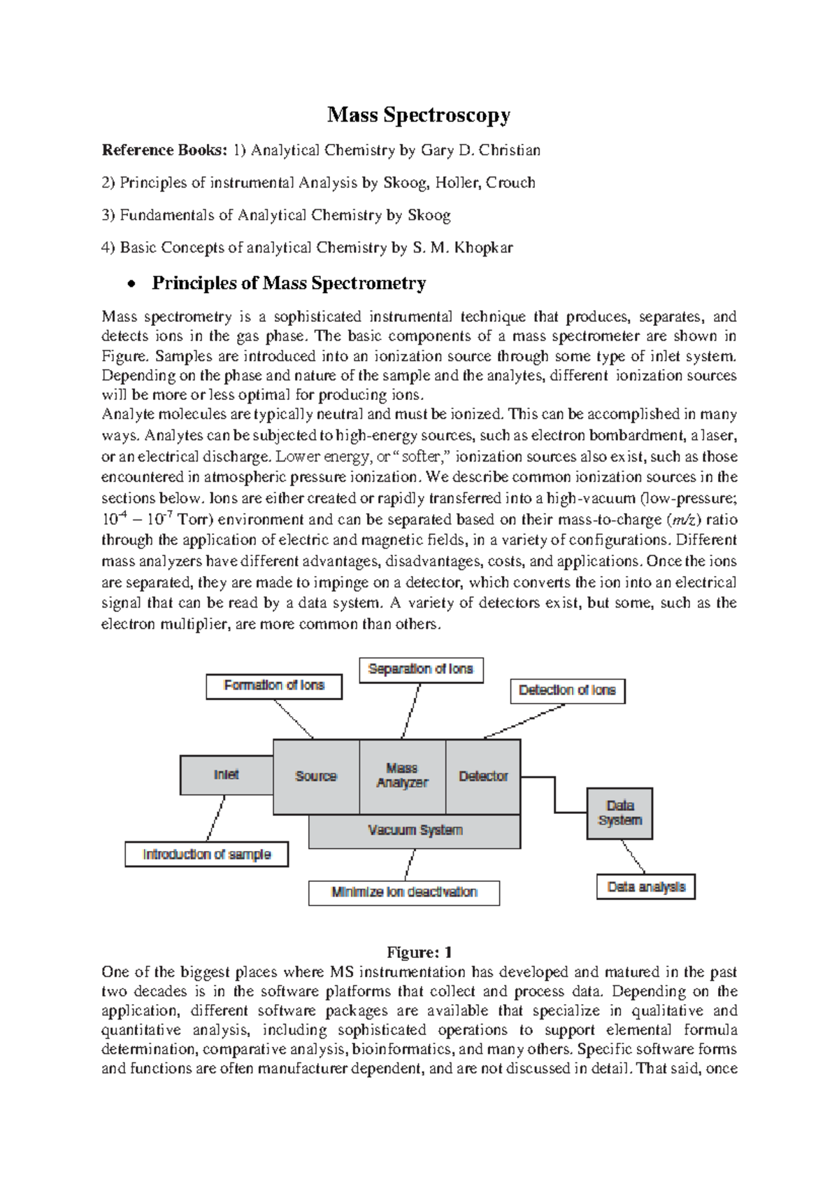 Mass Spectroscopy - its lecture note. - Mass Spectroscopy Reference ...