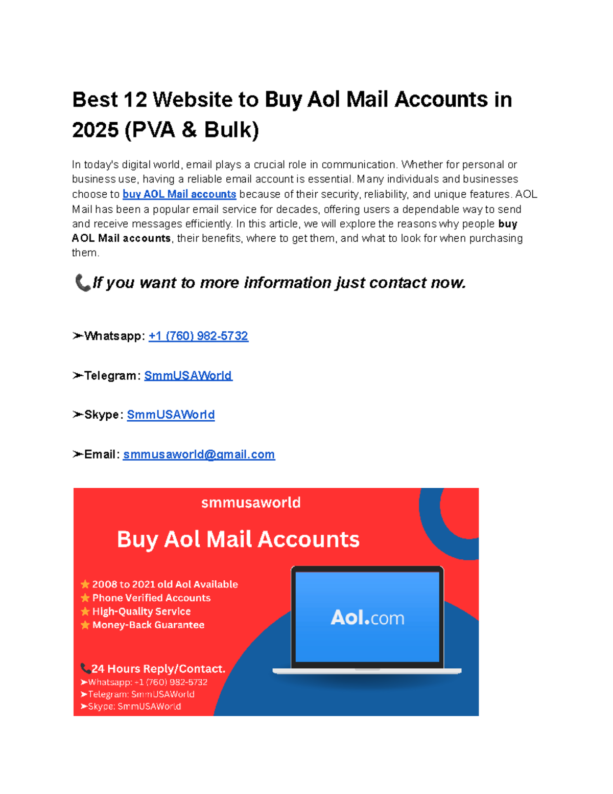 Best 12 Website to Buy Aol Mail Accounts in 2025 (PVA & Bulk) - Whether ...
