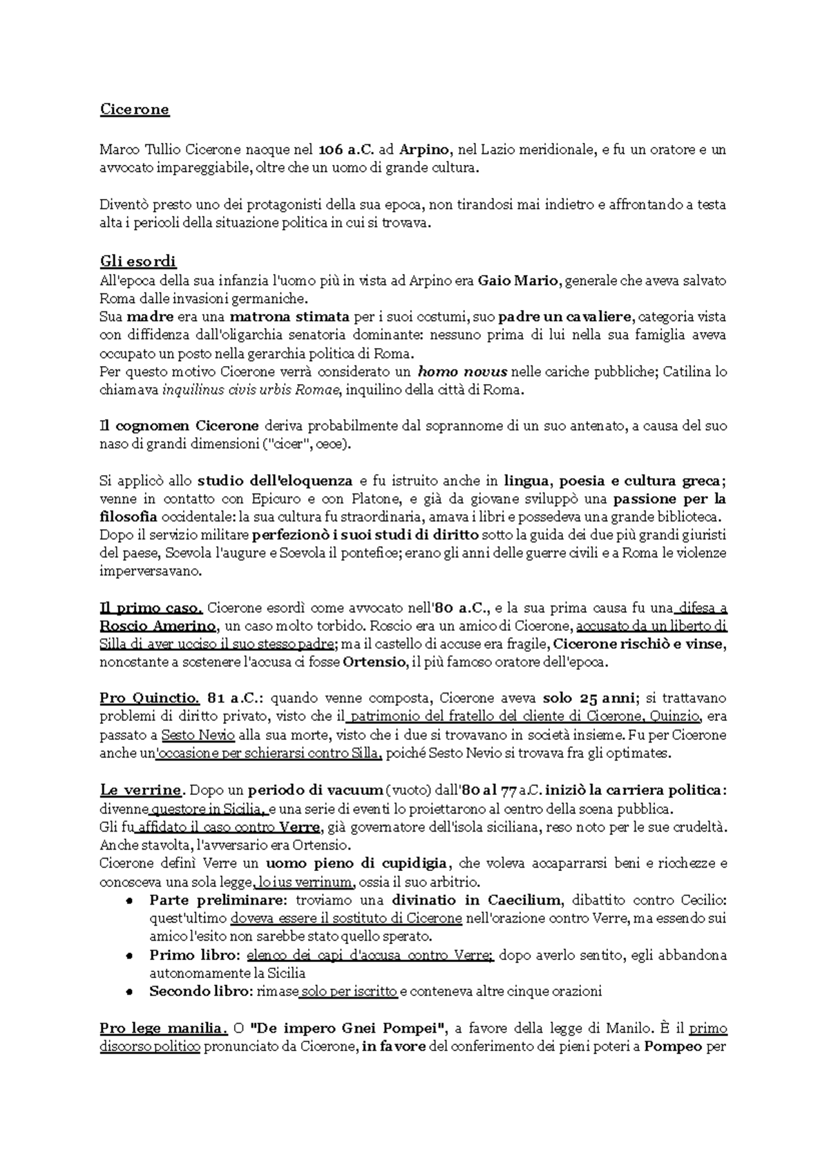 Cicerone - ad Arpino, nel Lazio meridionale, e fu un oratore e un ...