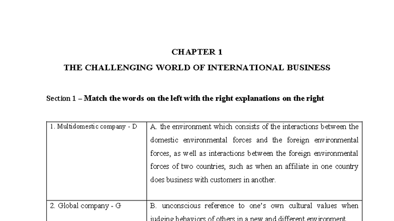 NEW IB - WB 1: International Business Exercises - NEU Week 1 - Studocu