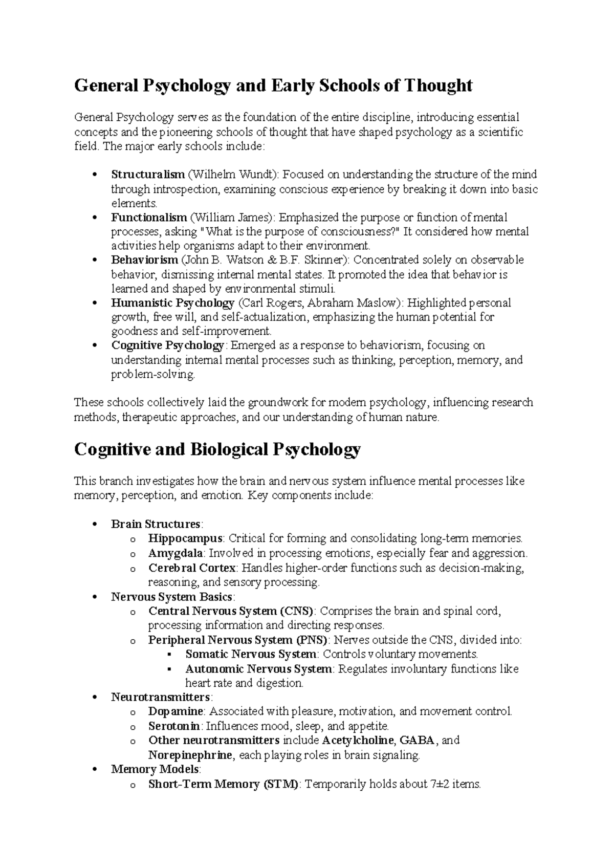 Comprehensive Guide to Key Concepts in Psychology (PSY 101) - Studocu