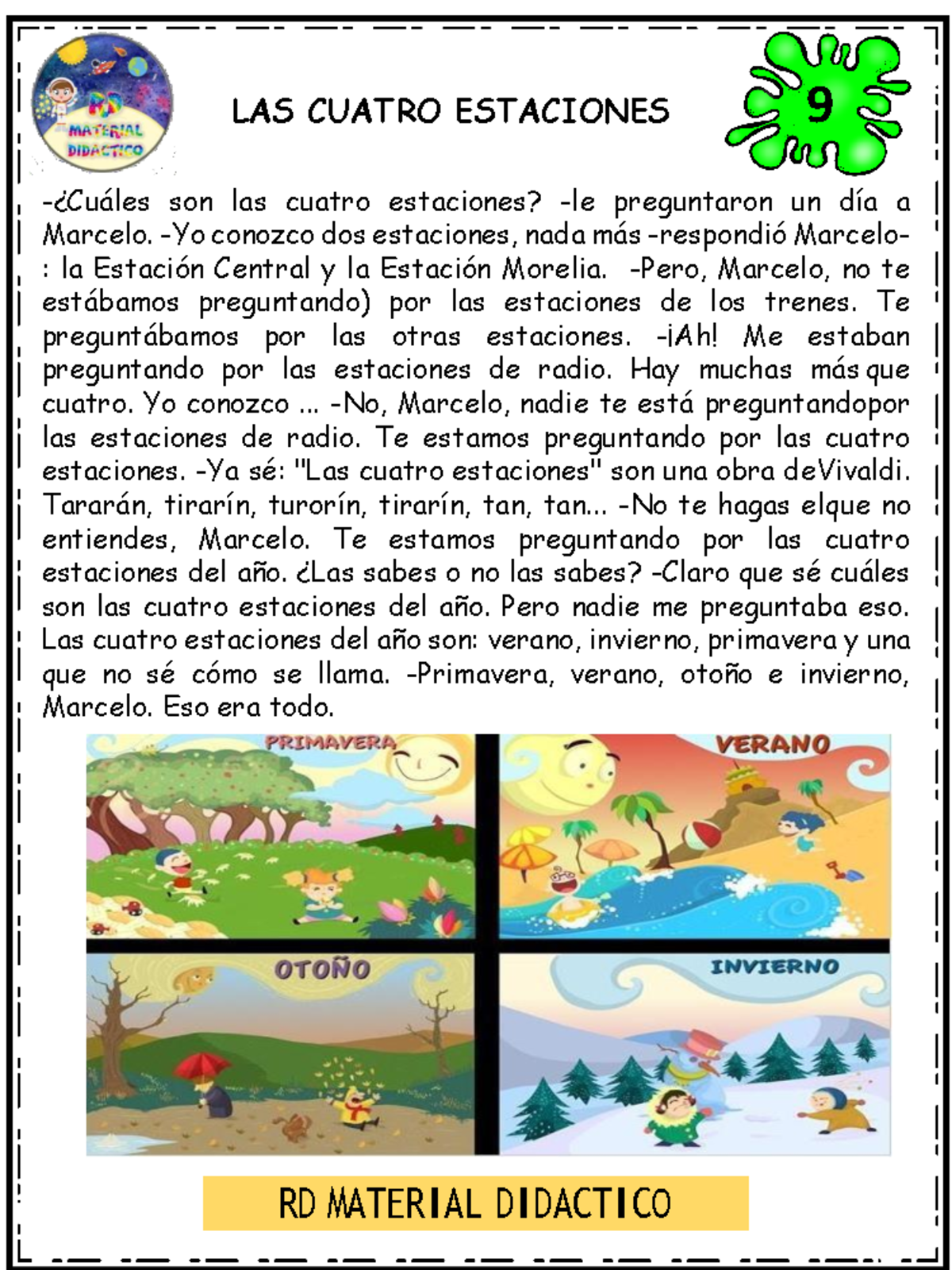 Comprensiòn Lectora 2 Ciclo Parte 2 - LAS CUATRO ESTACIONES -¿Cuáles ...