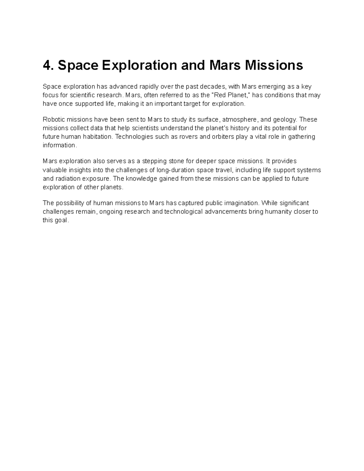 4. Space Exploration: Mars Missions Overview and Insights - Studocu