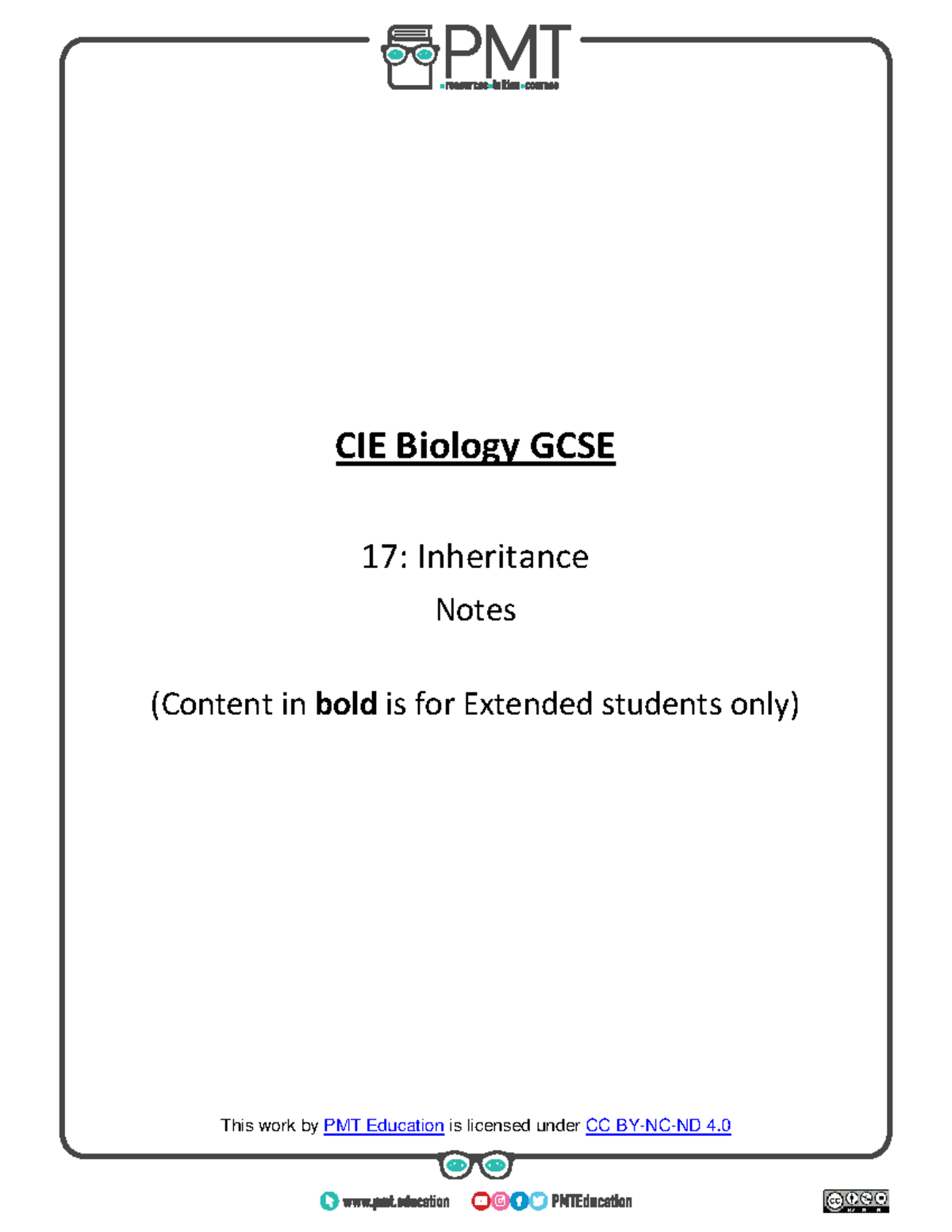 CAIE Biology IGCSE 17: Inheritance Summary Notes for Extended Students ...