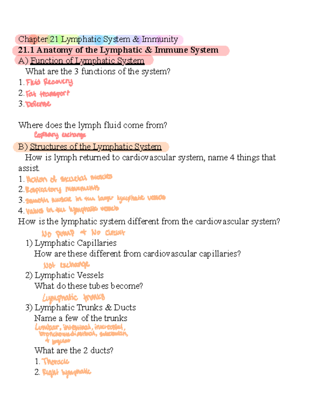 A&P Ch. 21 Lymphatic System & Immune Function Overview - Studocu