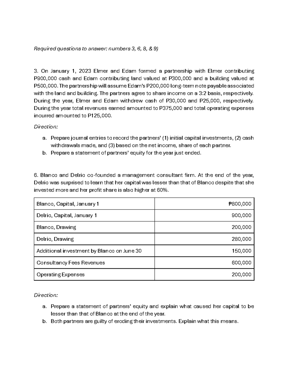 Partnership Accounting: Problems 3, 6, 8, & 9 - Detailed Solutions - Studocu