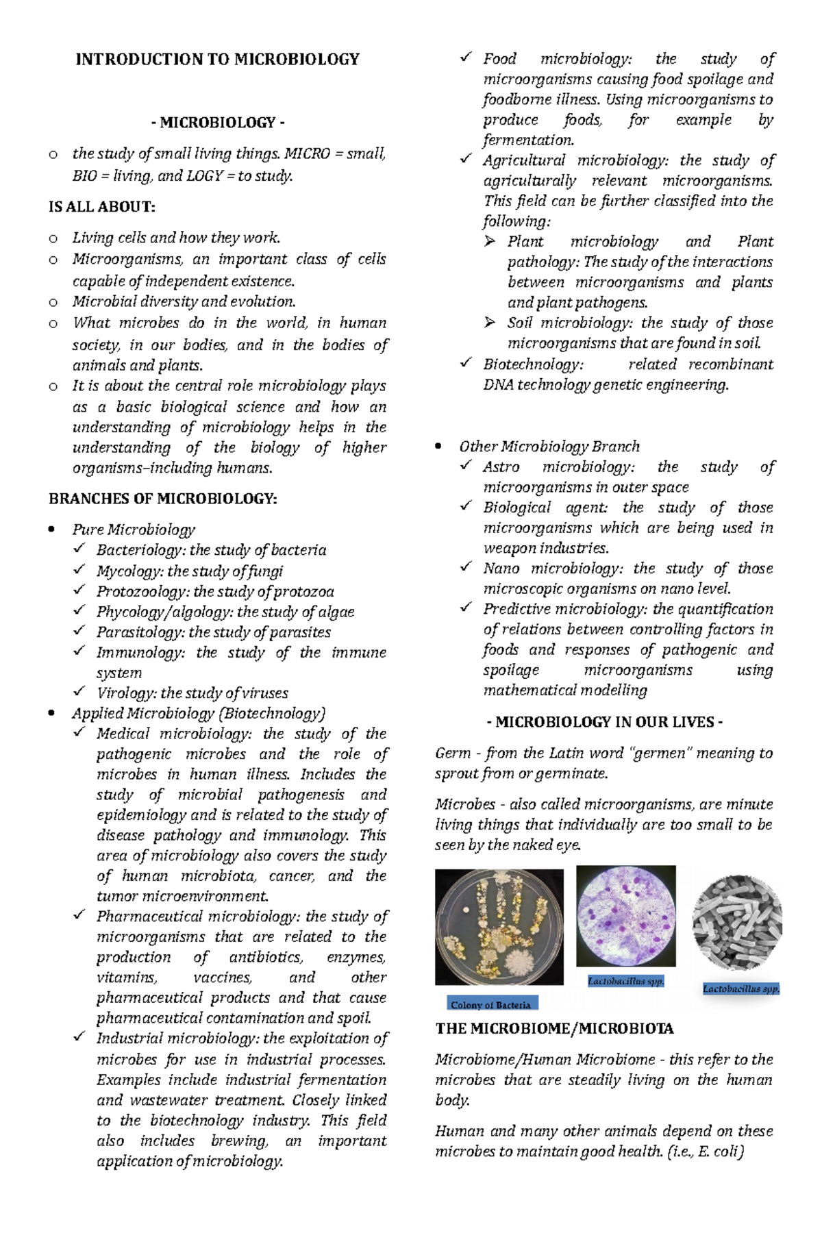 Introduction to Microbiology - INTRODUCTION TO MICROBIOLOGY ...