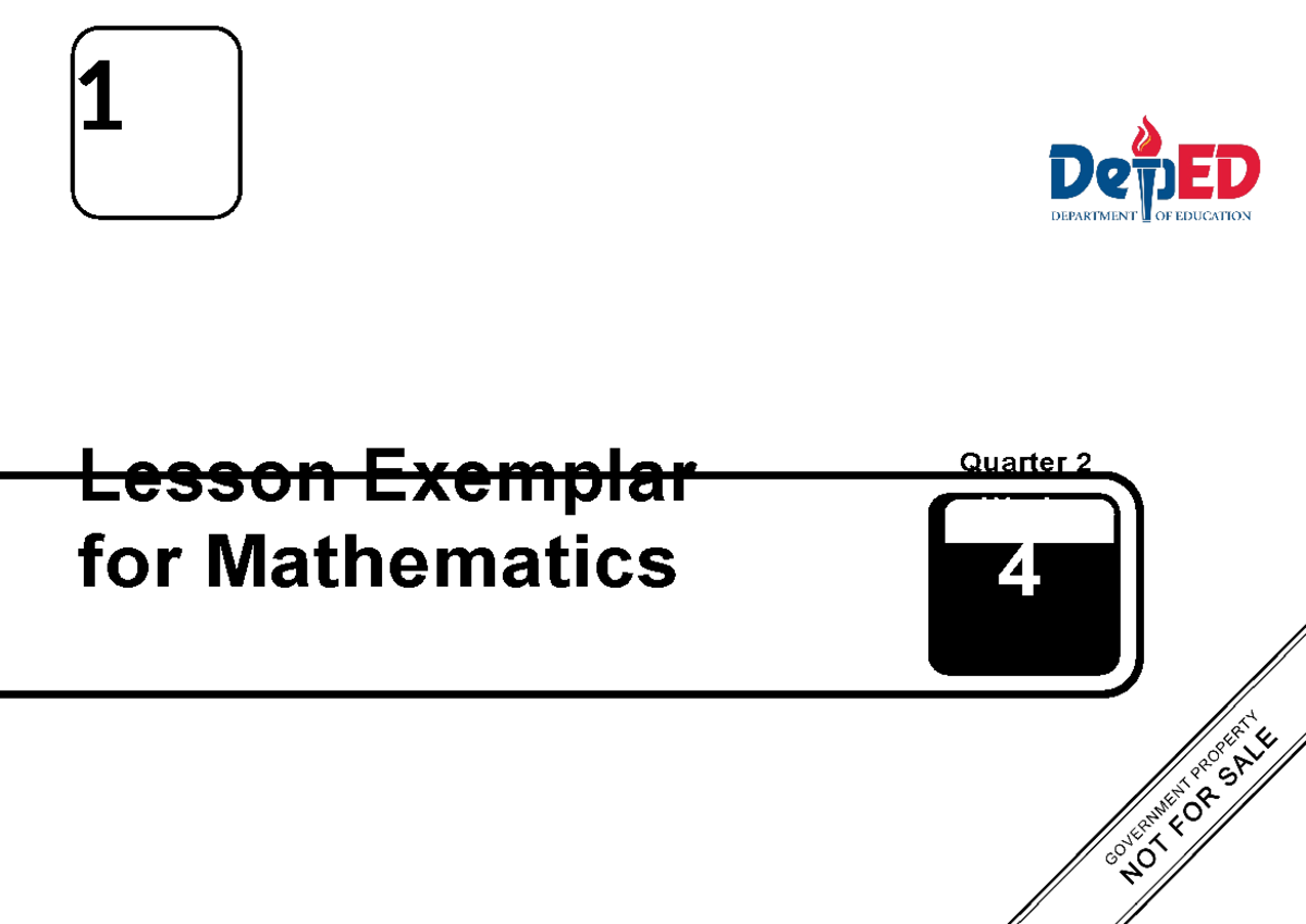 LE MATH 1 Q2 W4 - LE MATH 1 Q2 W4 - Lesson Exemplar for Mathematics ...