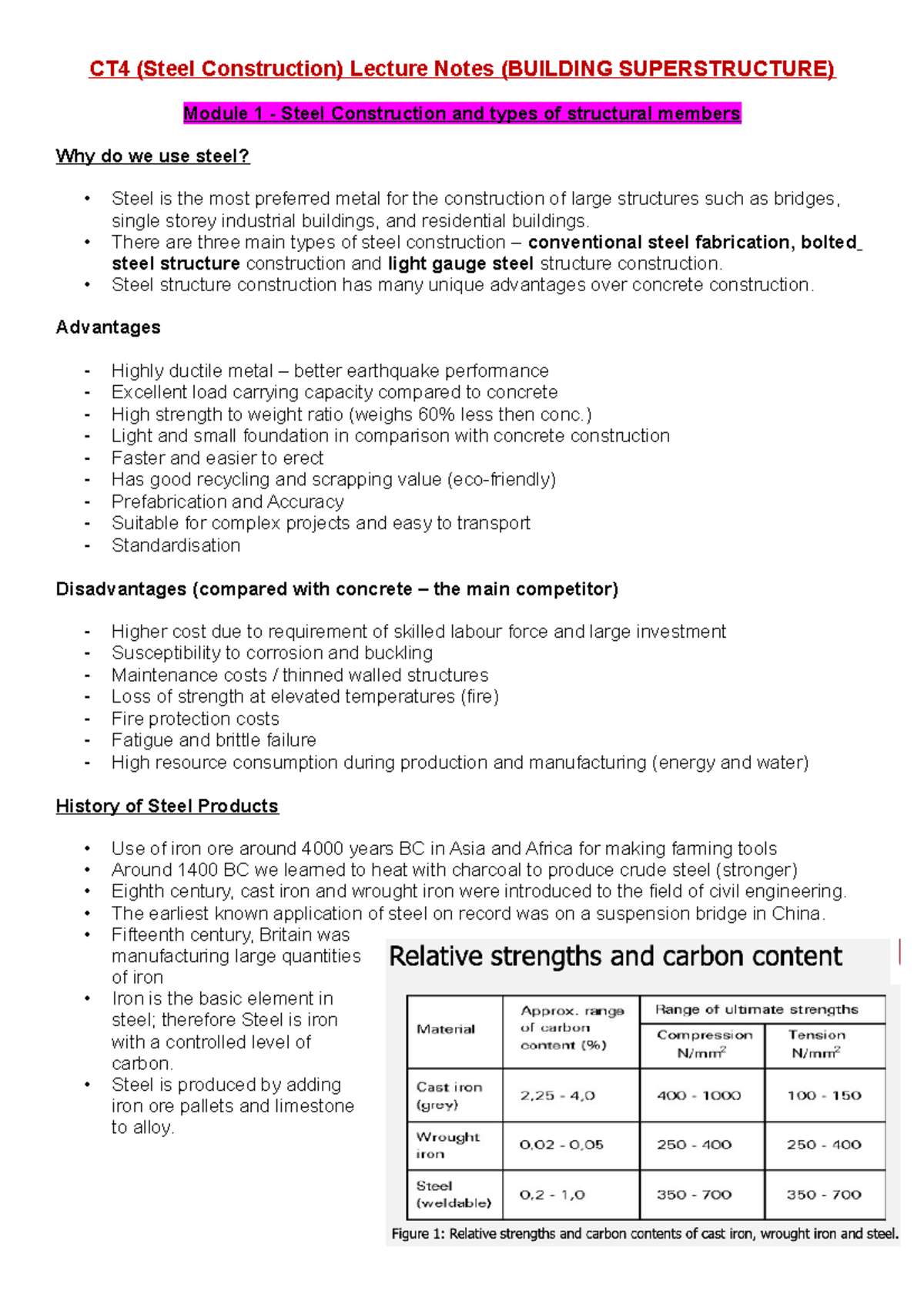 CT4 Lecture Notes - CT4 (Steel Construction) Lecture Notes (BUILDING ...