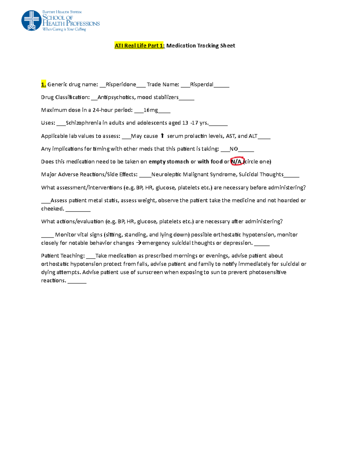 ATI Real Life Part 1 - tracking sheets lily - ATI Real Life Part 1 ...