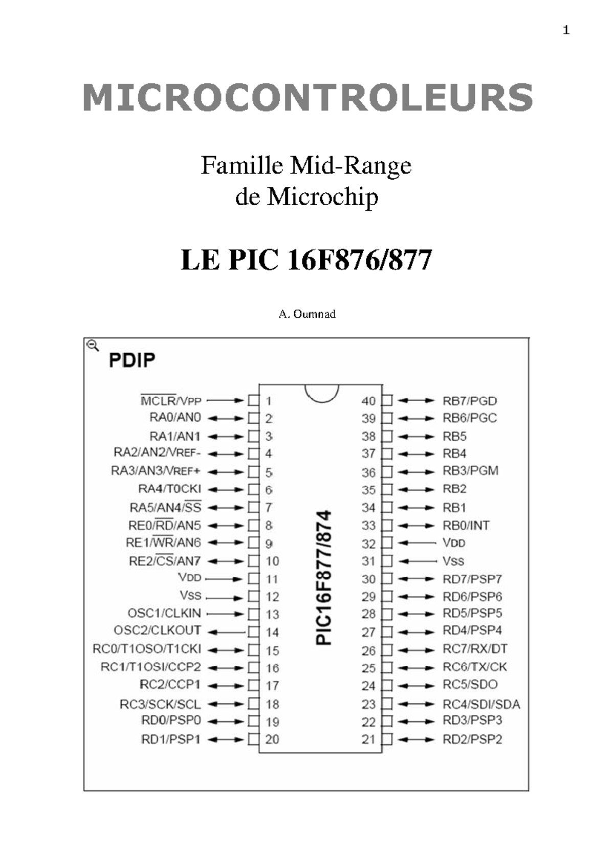 PIC16F876-77-V1 - PIC16F876-77-V1 - MICROCONTROLEURS Famille Mid-Range ...