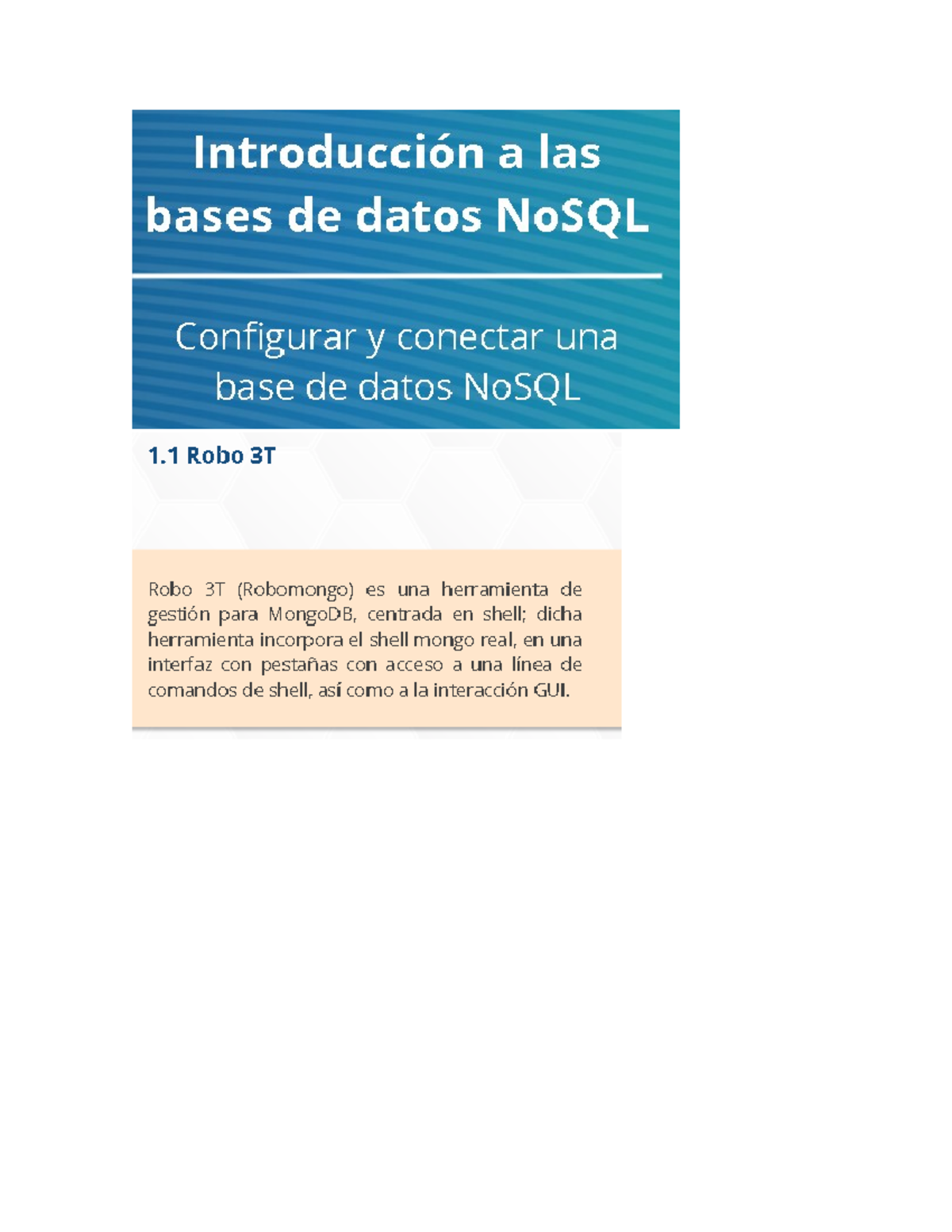 L6. Configuración y Conexión a Base de Datos NoSQL con Robo 3T - Studocu