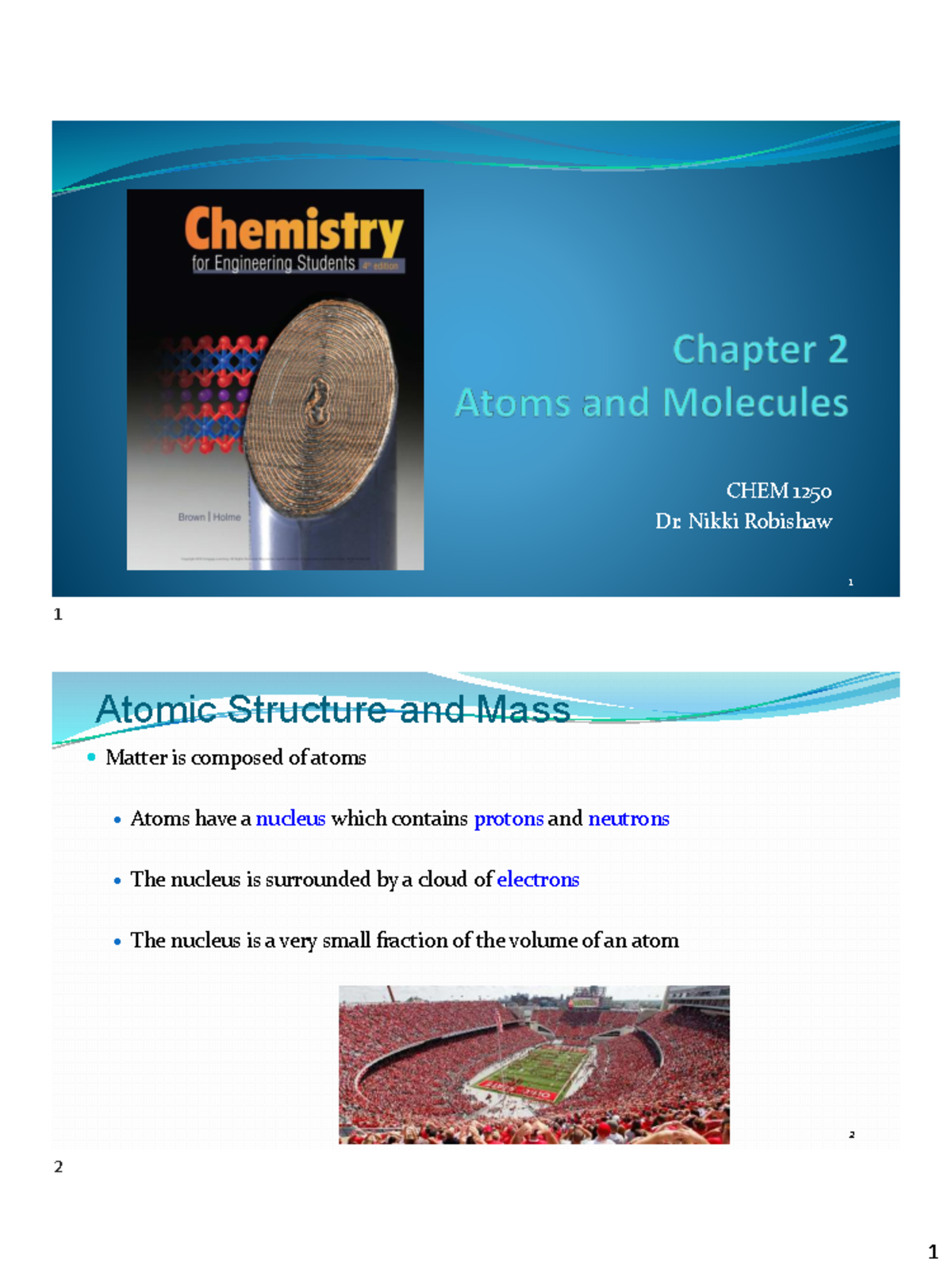 CHEM 1250 Lecture Notes: Atomic Structure and Mass - Studocu