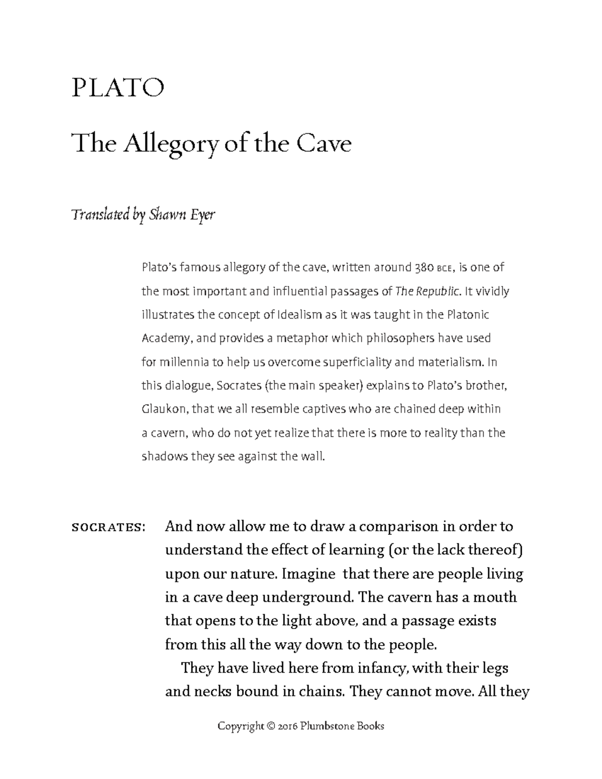 PLATO: The Allegory of the Cave - A Philosophical Exploration - Studocu