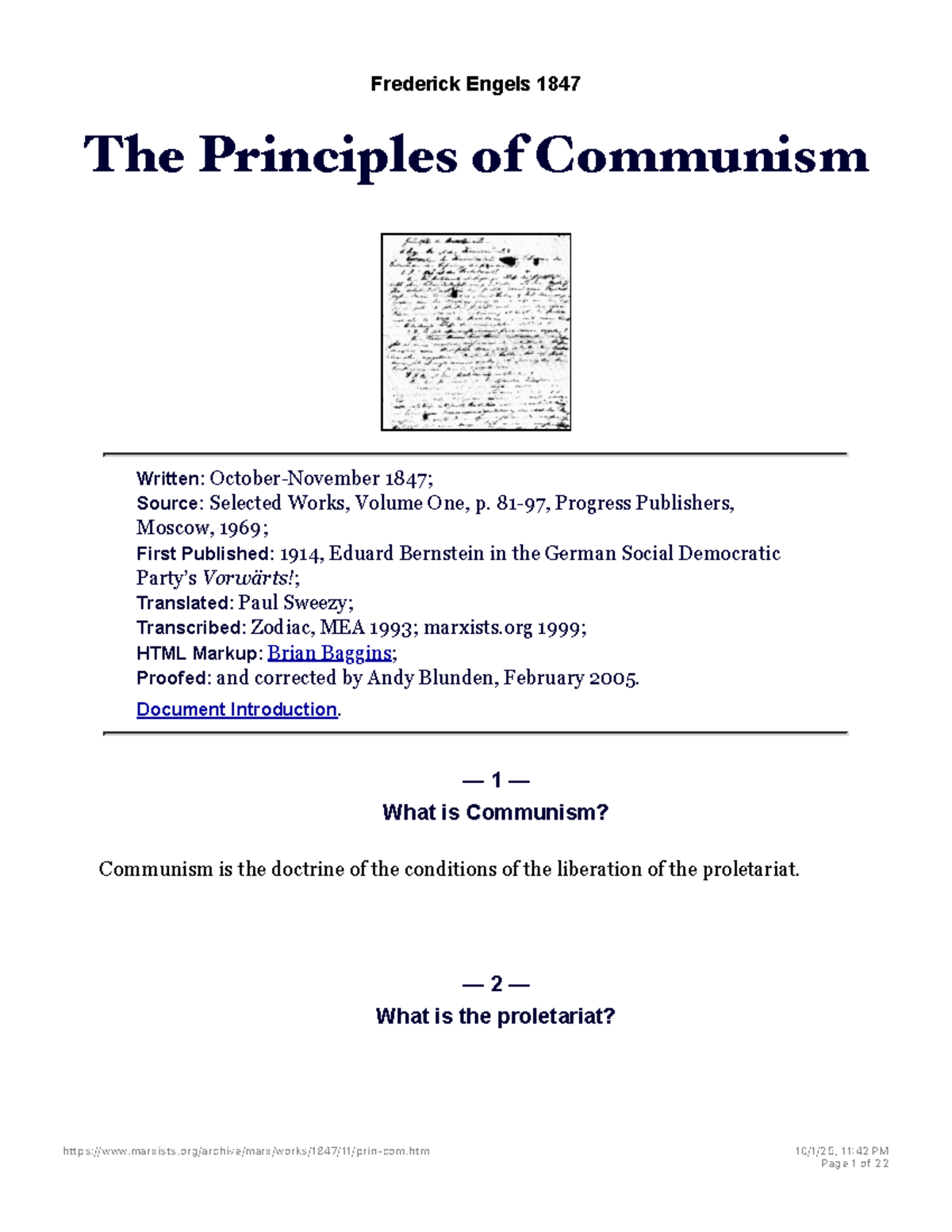 ENG 101: Final Exam Study Guide on The Principles of Communism - Studocu