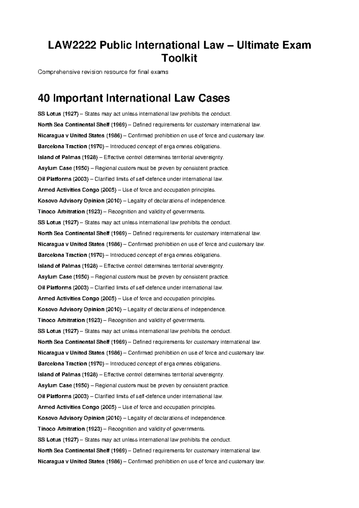 LAW2222 Public International Law – Ultimate Exam Toolkit - Studocu