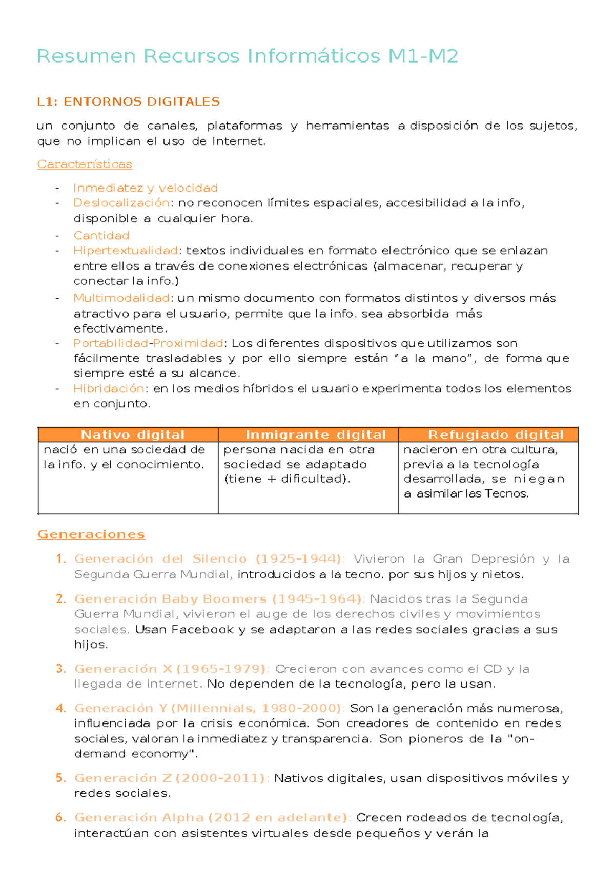 Recursos Informáticos L1: Entornos Digitales y PLE en Educación - Studocu